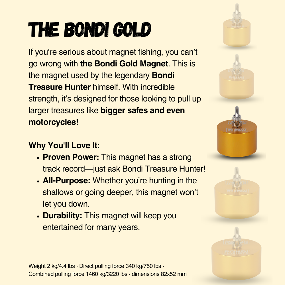The Bondi Gold Magnet Fishing Kit – Bondi Magnets, specially made for ...