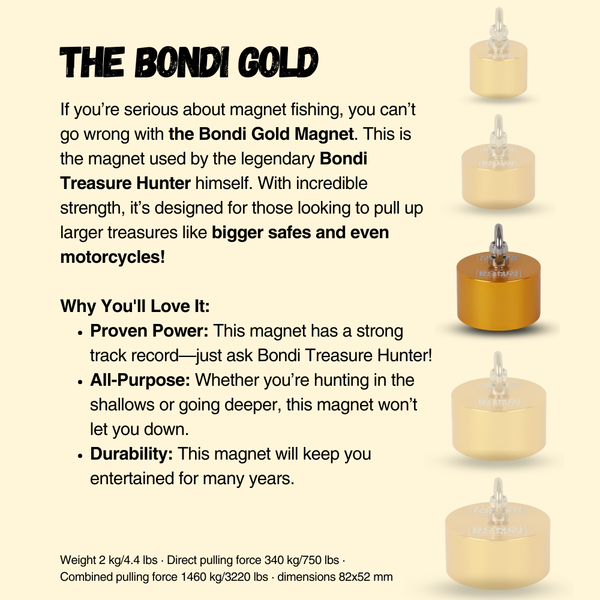 The Bondi Gold Magnet Fishing Kit – Bondi Magnets, specially made for ...