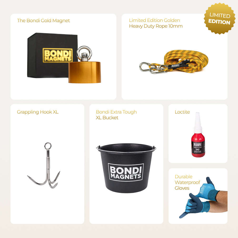 The Golden Catch Kit – Bondi Magnets, specially made for magnet fishing