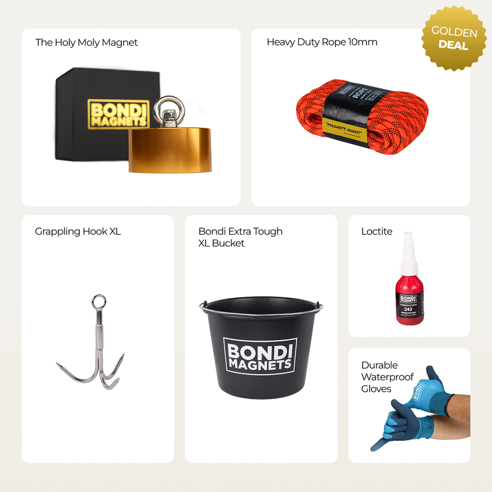 The Holy Moly Kit – Bondi Magnets, specially made for magnet fishing